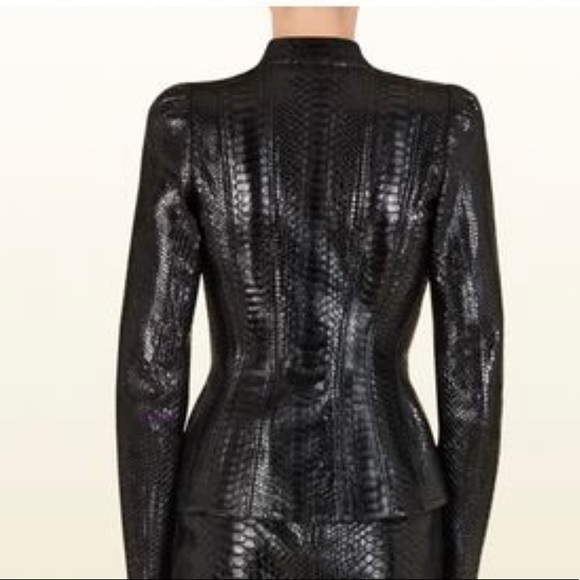 Gucci | Jackets & Coats | Authentic Gucci Peplum Snakeskin Jacket ...